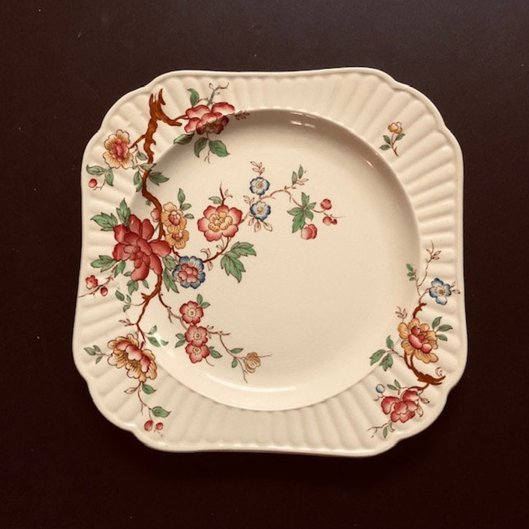 Vintage Booths Chinese Tree Square Floral Salad Plate Free Shipping ...