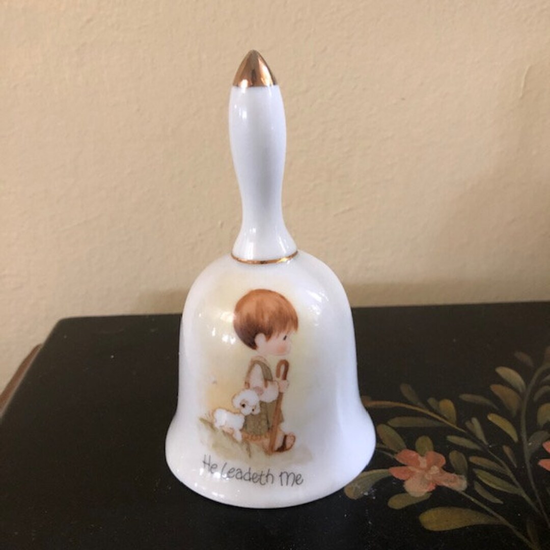Vintage 1980 Enesco Precious Moments He Leadeth Me Religious Ceramic ...