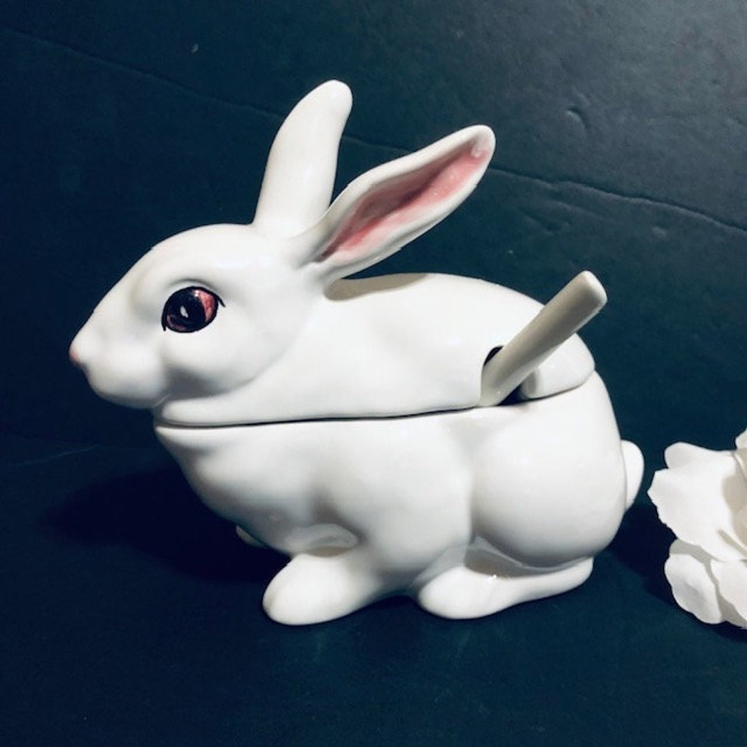 Bordallo Pinheiro Portugal Bunny Rabbit Sugar Bowl or Condiment Serving ...