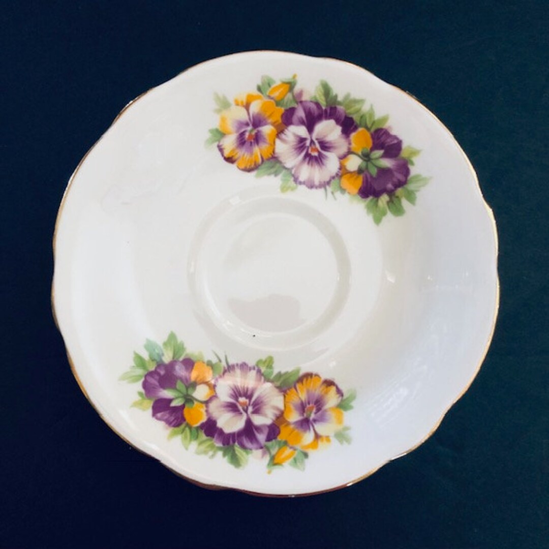 Vintage Clarence Pansy Teacup Floral Saucer Replacements Free Shipping ...