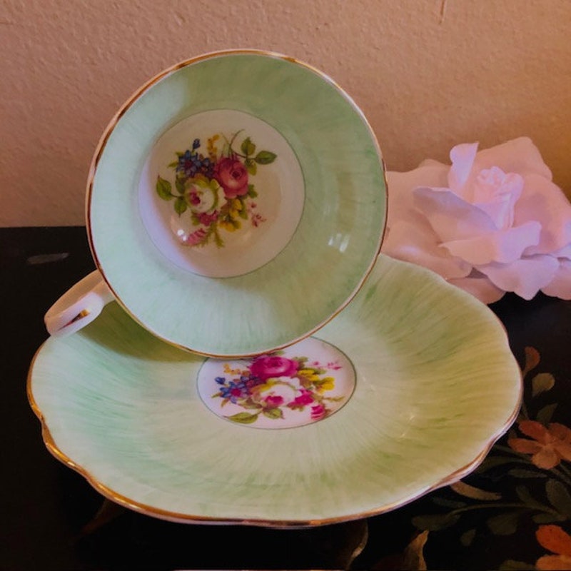 Foley China Green Plate - Etsy