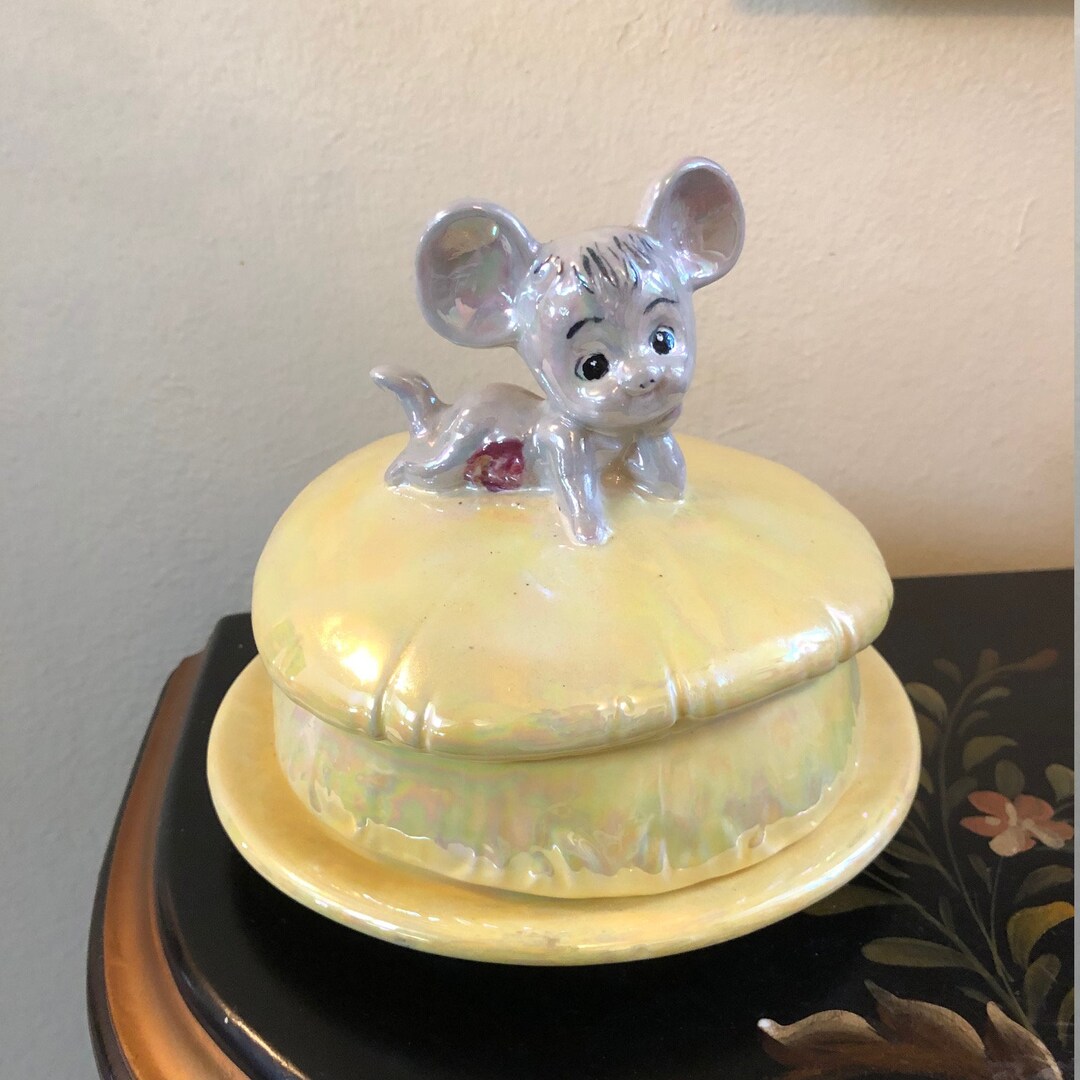 Cute Vintage Round Mouse Cheese Dish With Lid Free Shipping Serving ...