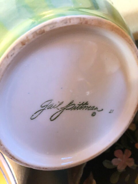 Gail Pittman Pottery Southern Living at Home Green and Blue Pitcher ...