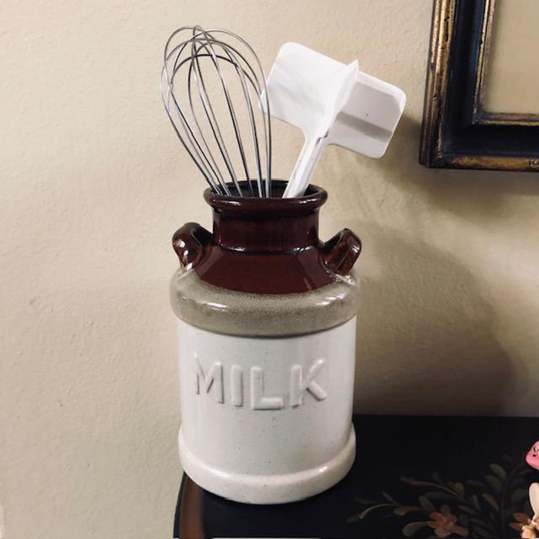 Vintage Milk Crock Ceramic Kitchen Utensil Holder Free Shipping Kitchen ...
