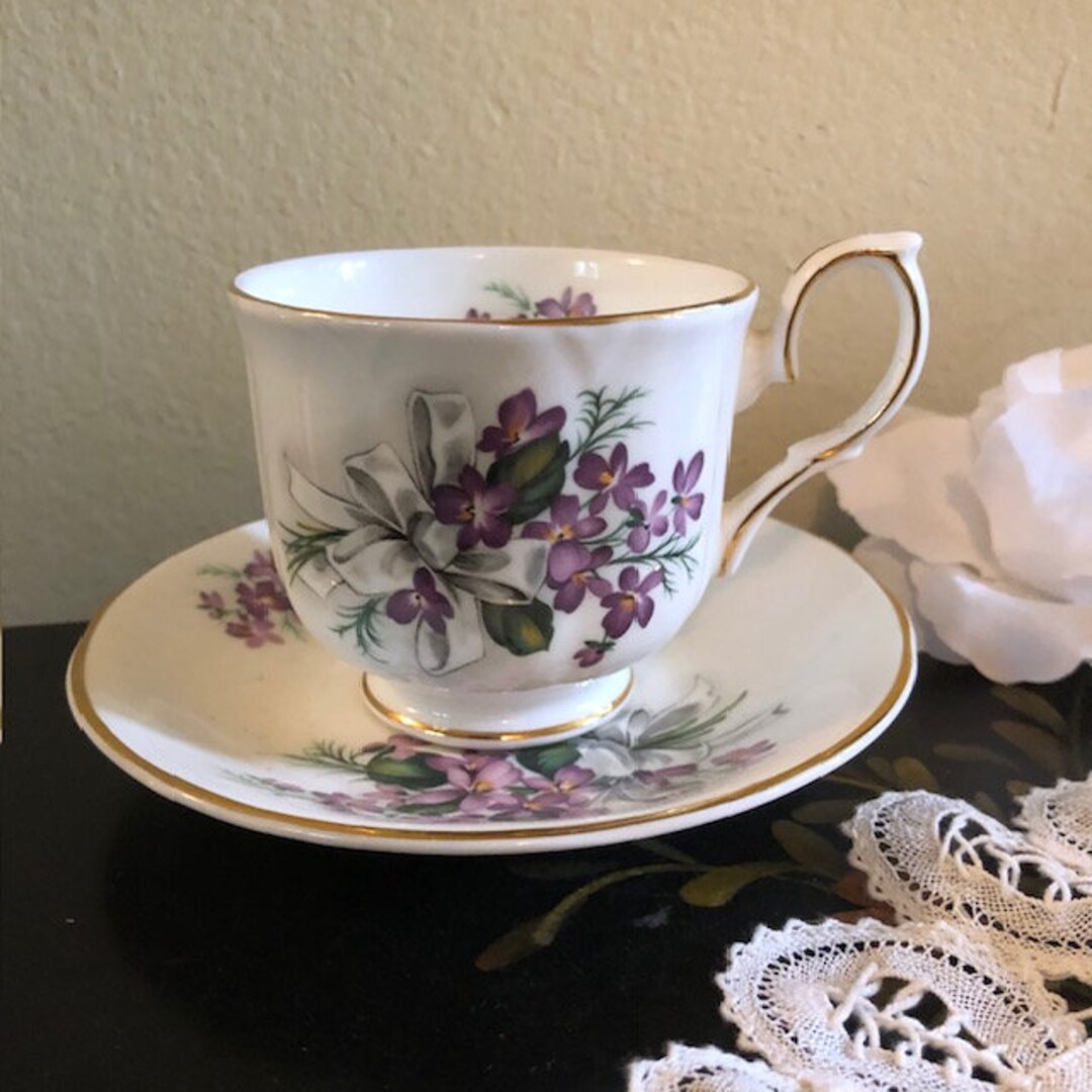Vintage Duchess Floral Purple Violets Tea Cup and Saucer Set Free ...