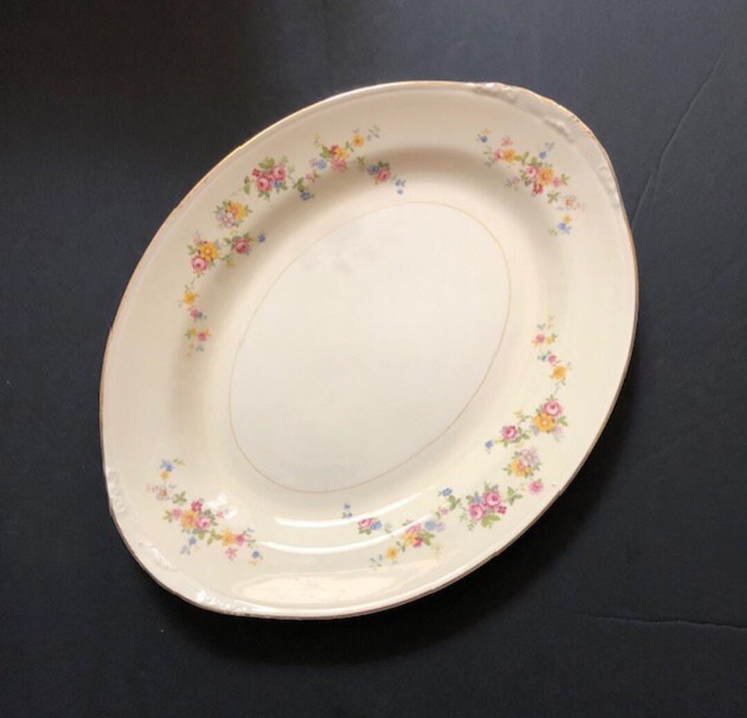 Single Homer Laughlin Floral Annette Pattern Large Serving Platter Dish ...