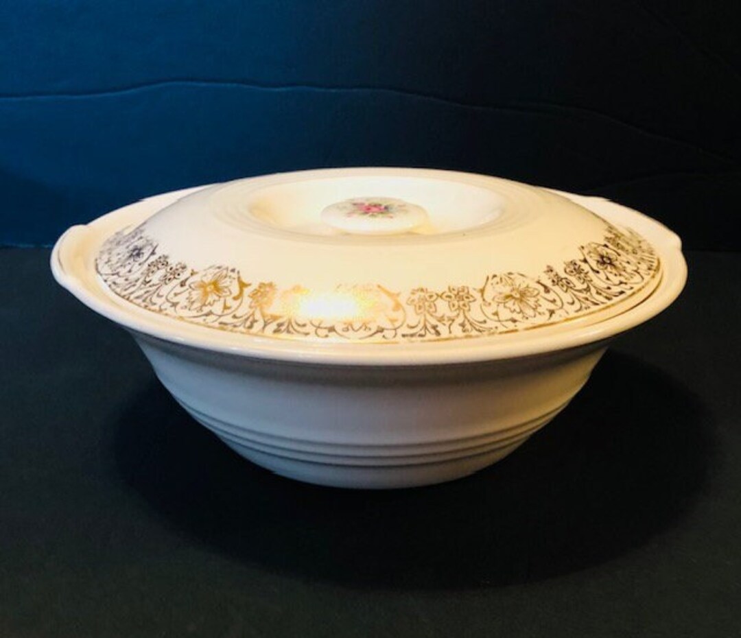Vintage Limoges 1940s Triumph Rosalie Pattern 22K Gold China Casserole ...