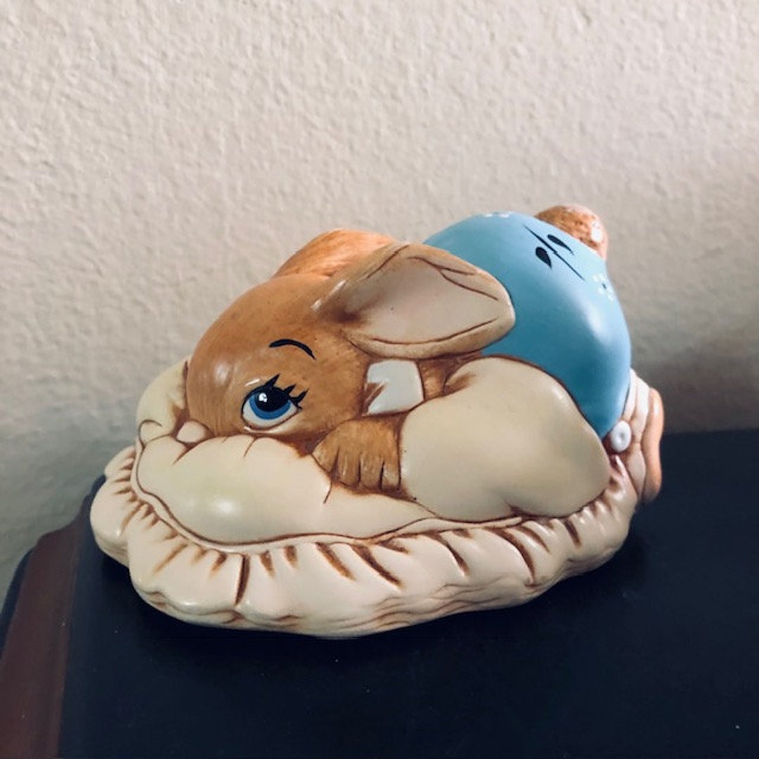Vintage Pendelfin Rabbit Dodger Hand Painted Sleeping Bunny Stonecraft ...