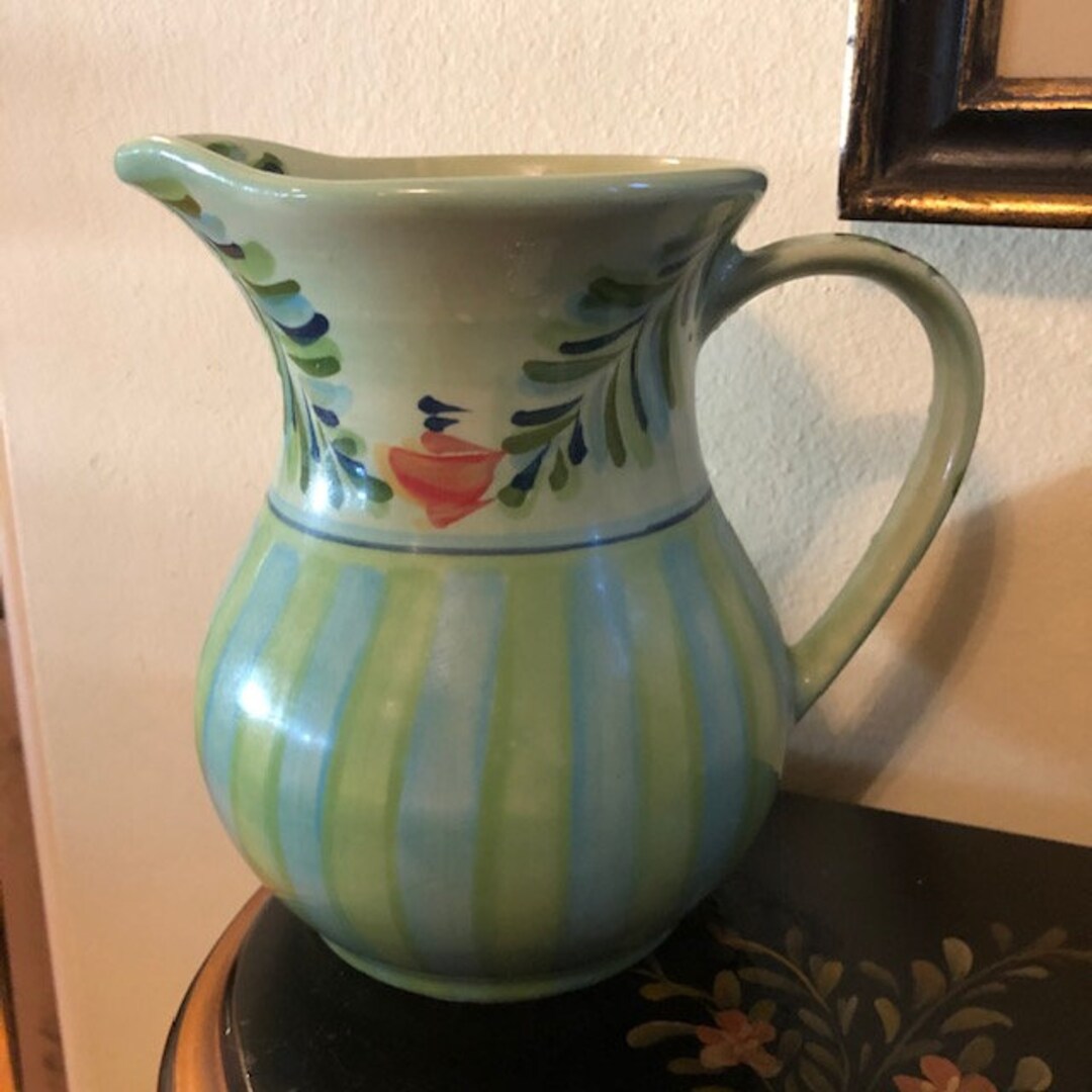 Gail Pittman Pottery Southern Living at Home Green and Blue Pitcher ...