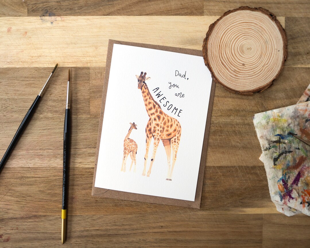 Giraffe Father's Day Card // Dad You Are Awesome Giraffe Card ...