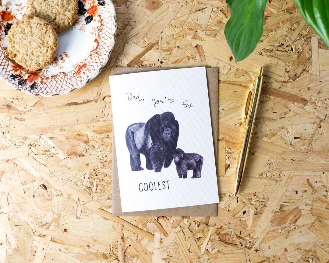 Gorilla Father's Day Card // Dad You're the Coolest - Etsy