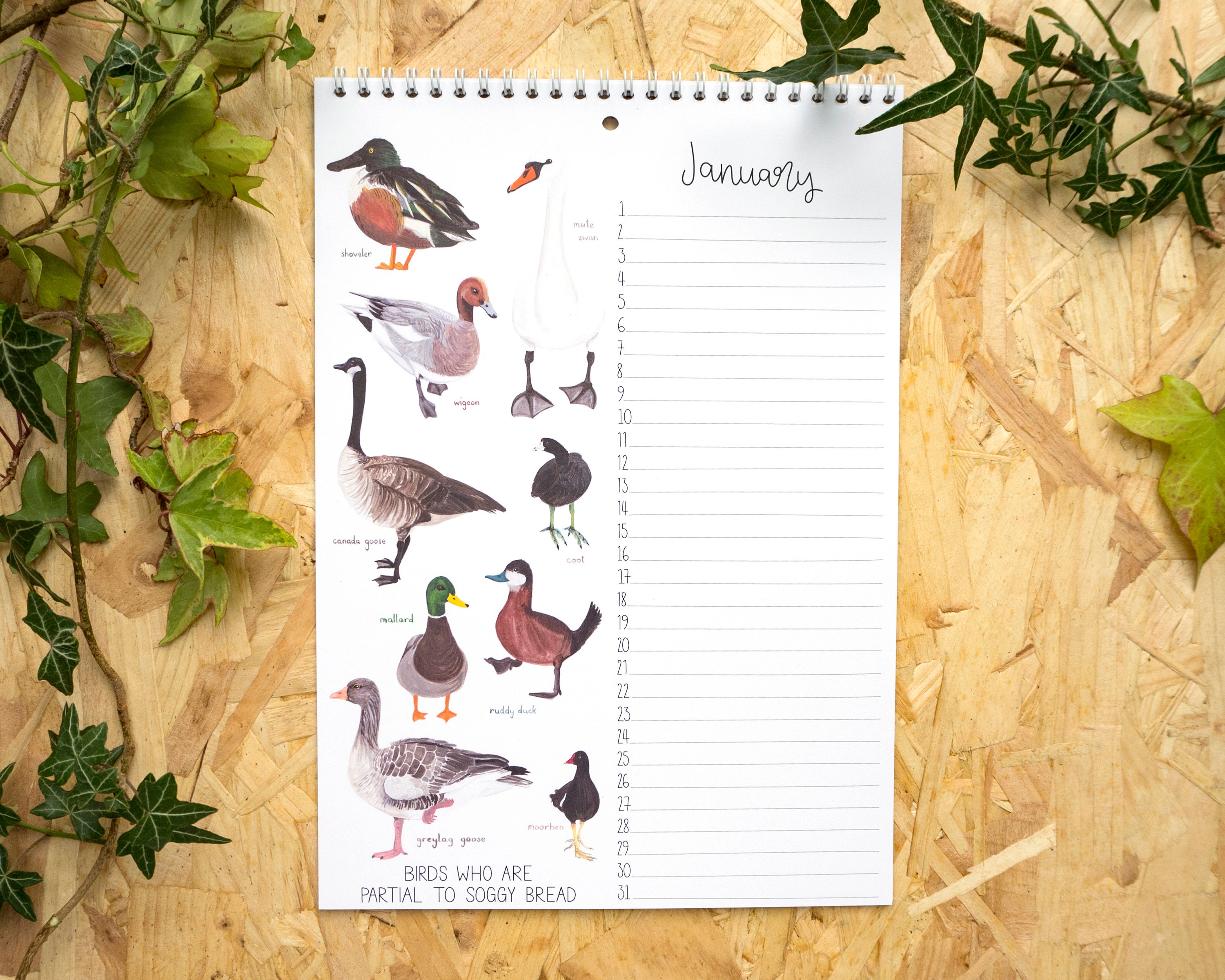 British Birds Perpetual Calendar // A4 Birthdays and - Etsy