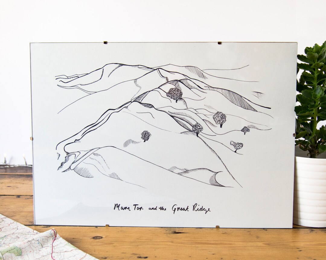 Mam Tor and the Great Ridge Landscape Illustration // Peak District ...
