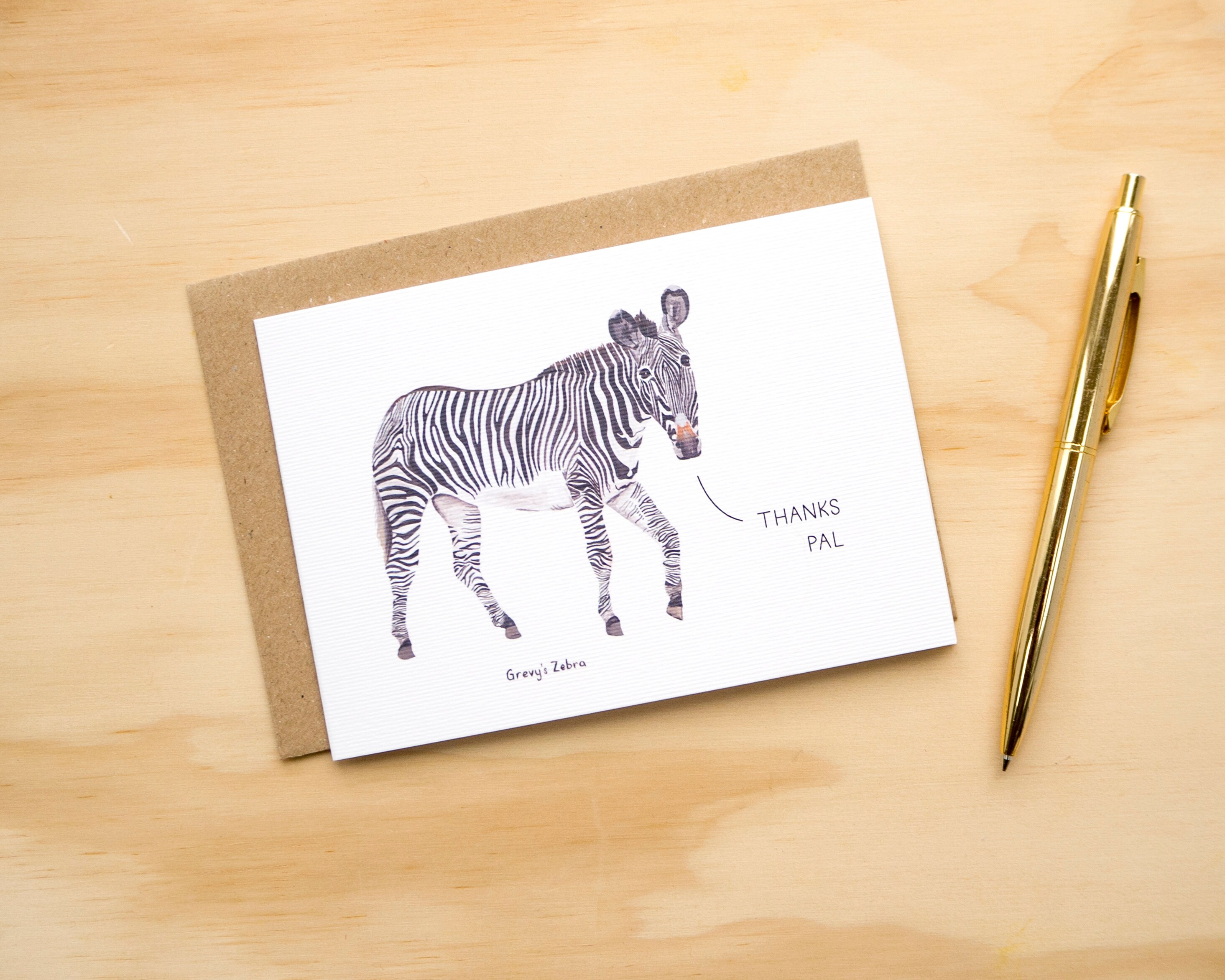 Thanks Pal Zebra Greetings Card - Etsy