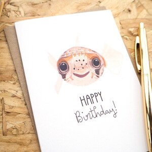 Happy Birthday Puffer Fish Greetings Card - Etsy