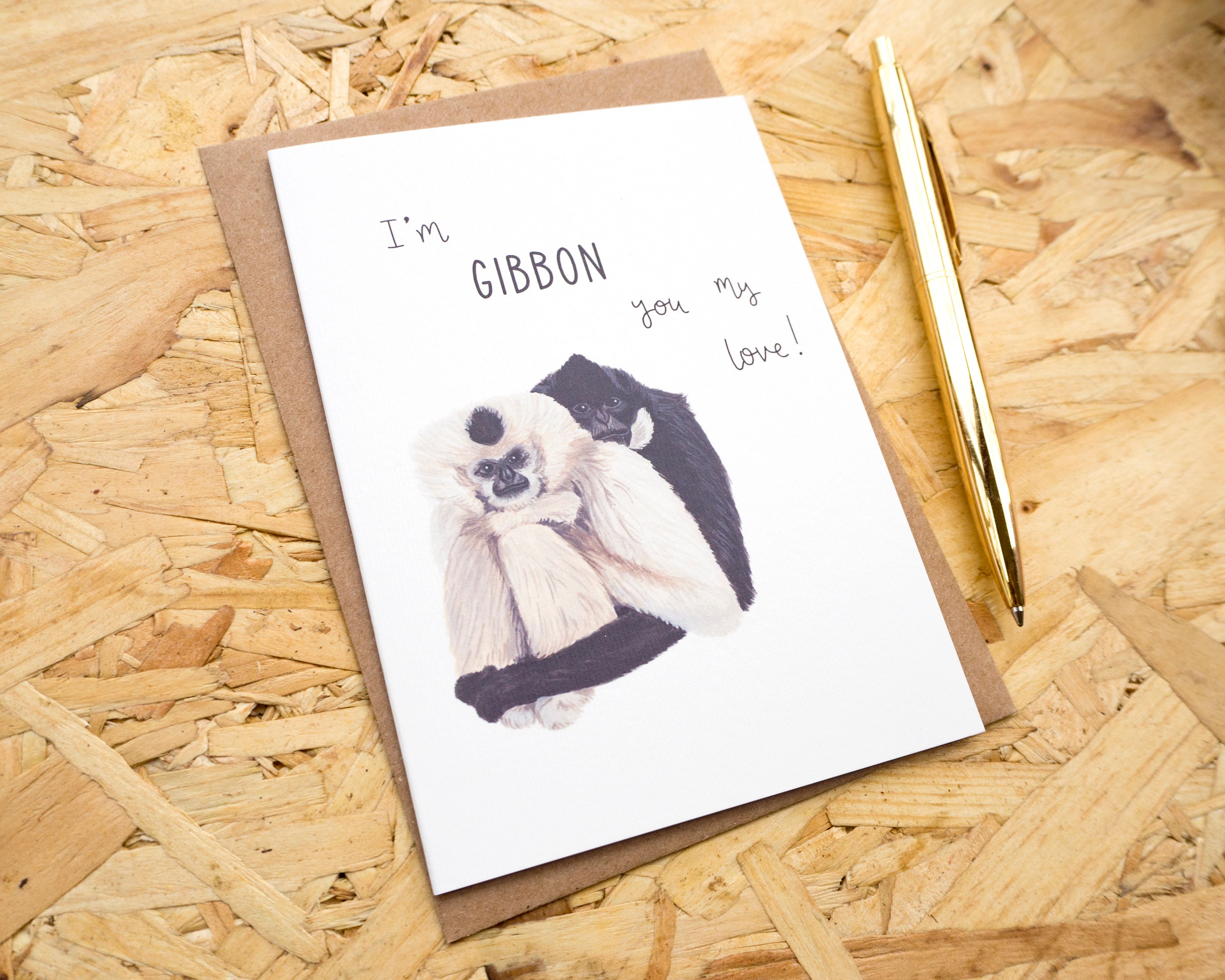I'm Gibbon You My Love Greetings Card // Valentine's Day Card - Etsy
