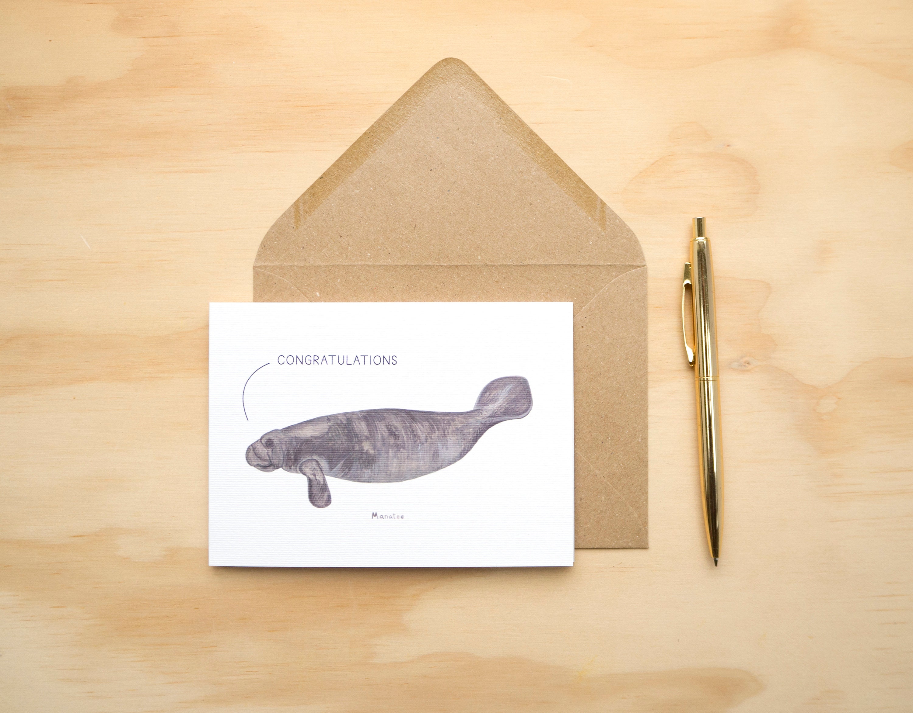 Congratulations Manatee Greetings Card // Congrats Card ...