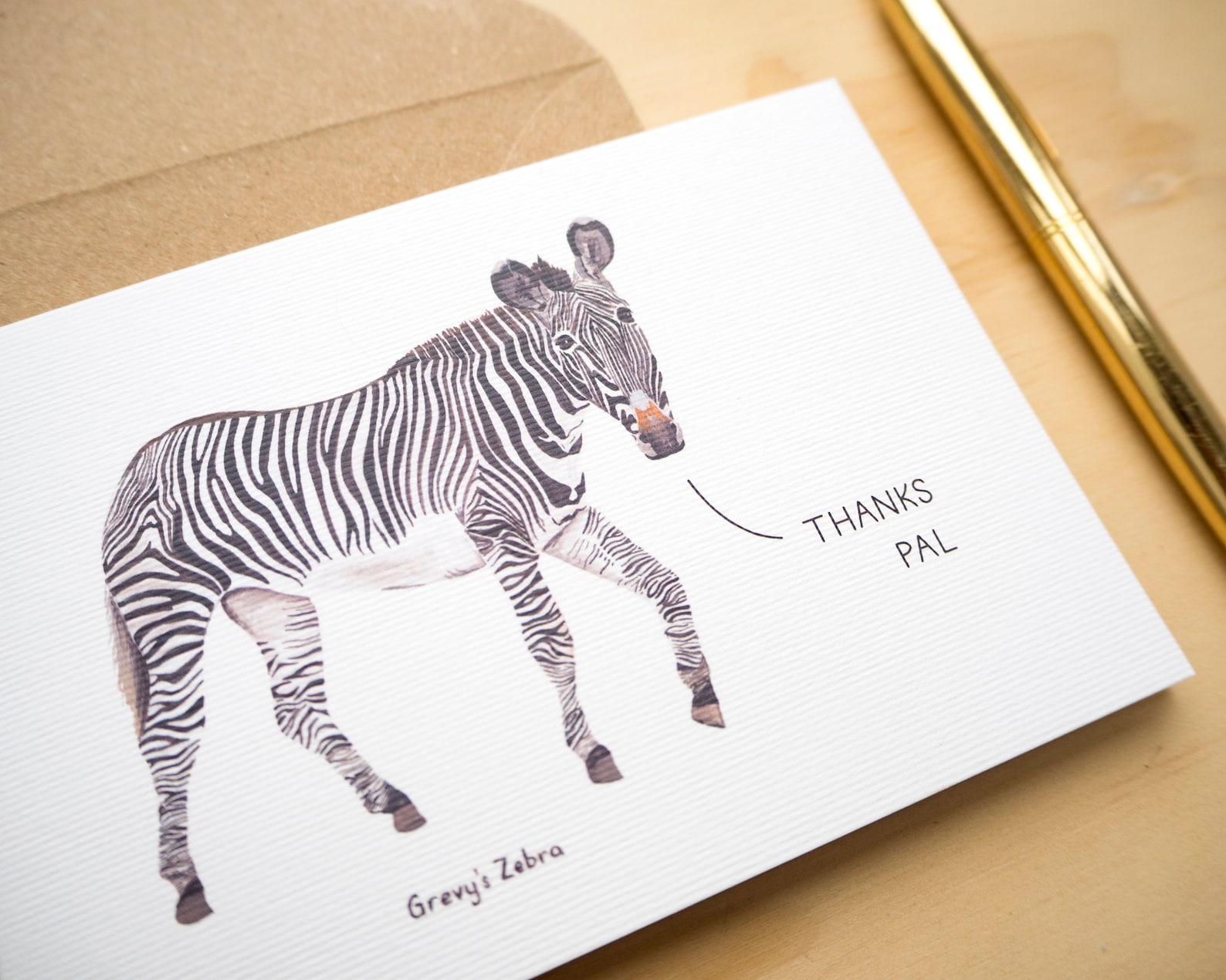 Thanks Pal Zebra Greetings Card - Etsy
