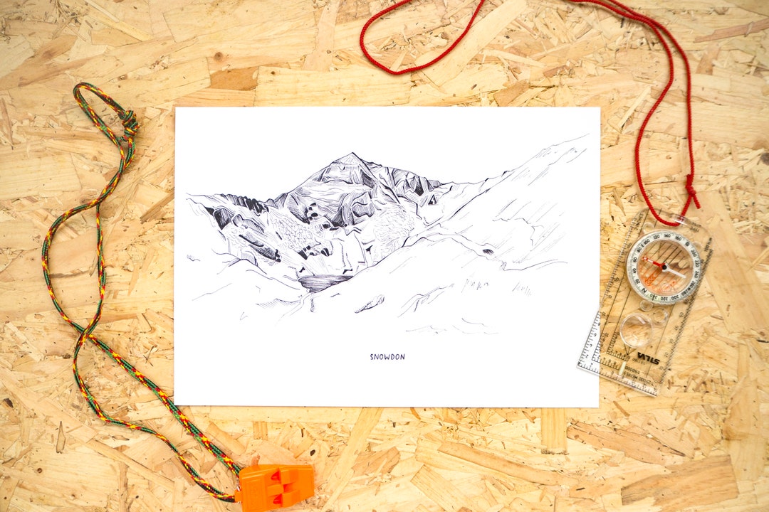 Snowdon Landscape Illustration // Snowdonia Print // British Landscapes ...