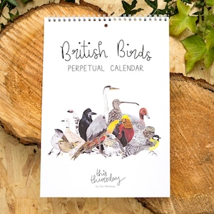 British Birds Perpetual Calendar // A4 Birthdays and Anniversaries ...