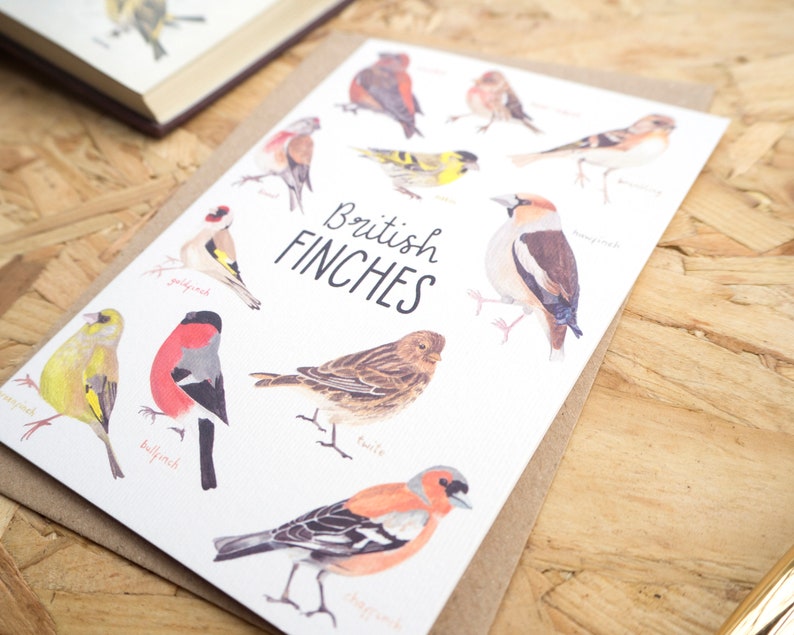 British Finches Greetings Card // Blank Card // Birds Card - Etsy