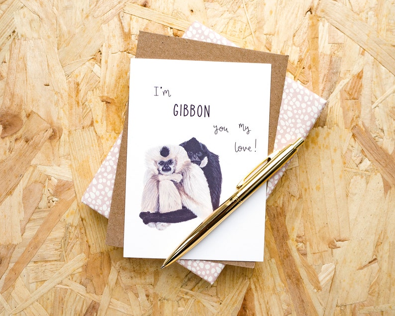 I'm Gibbon You My Love Greetings Card // Valentine's Day Card - Etsy