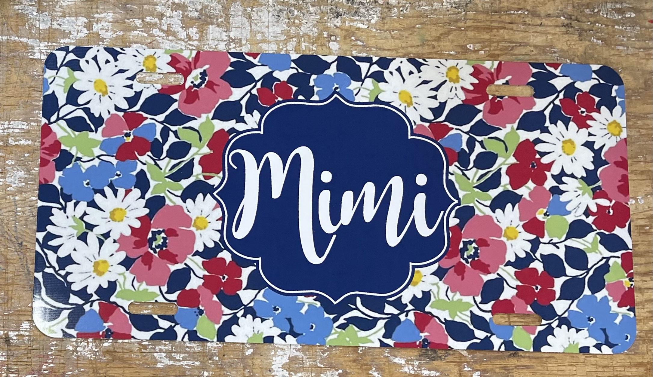 Personalized Mimi Floral License Plate, Any Name Car Tag - Etsy