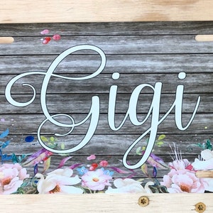 Personalized Nana License Plate, Floral Wood Car Tag - Etsy