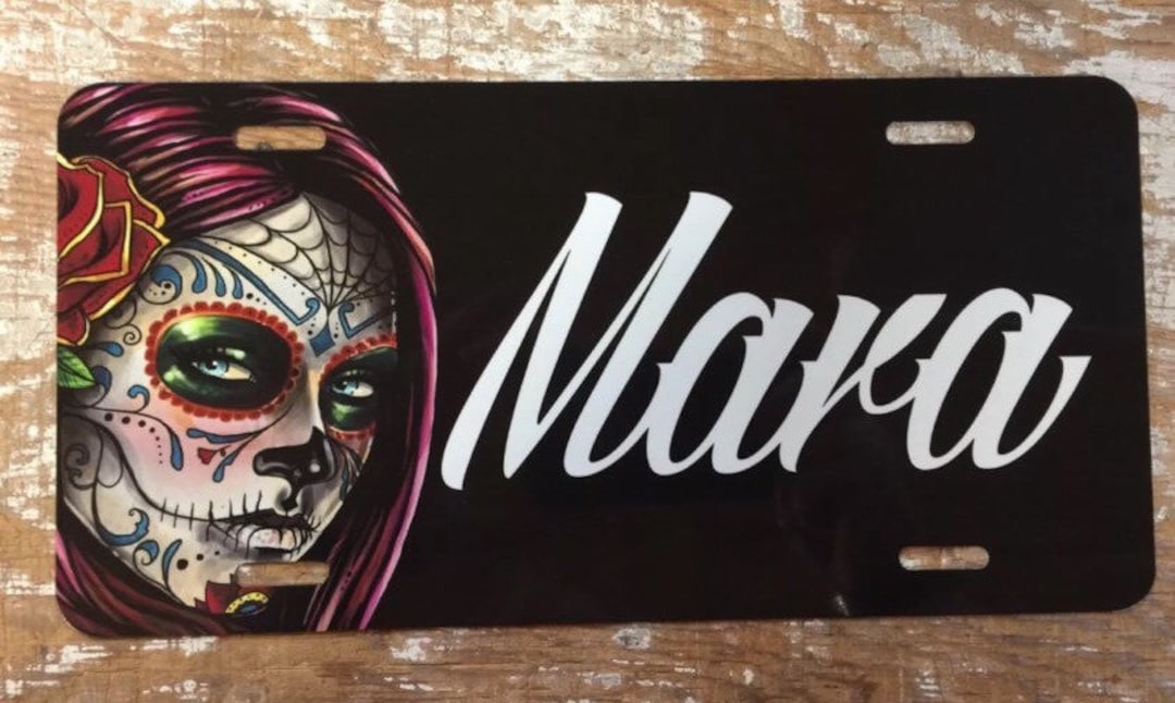 Sugar Skull License Plate Skull Monogram Car Tag Skull Personalized Car ...