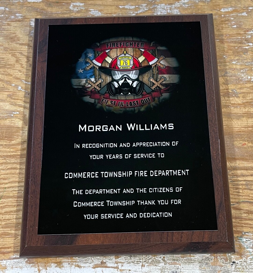Fireman Plaque Firefighter Award Fireman Award Plaque Custom Award ...