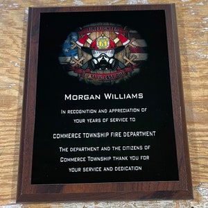 Fireman Plaque Firefighter Award Fireman Award Plaque Custom Award ...