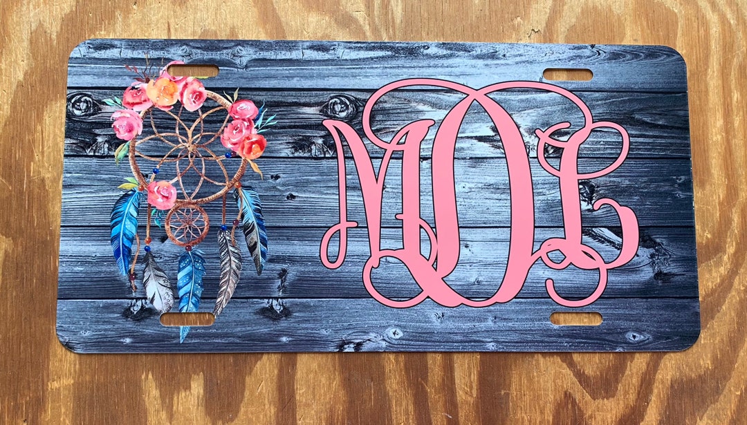 Dream Catcher License Plate Monogram Car Tag Personalized License Plate ...