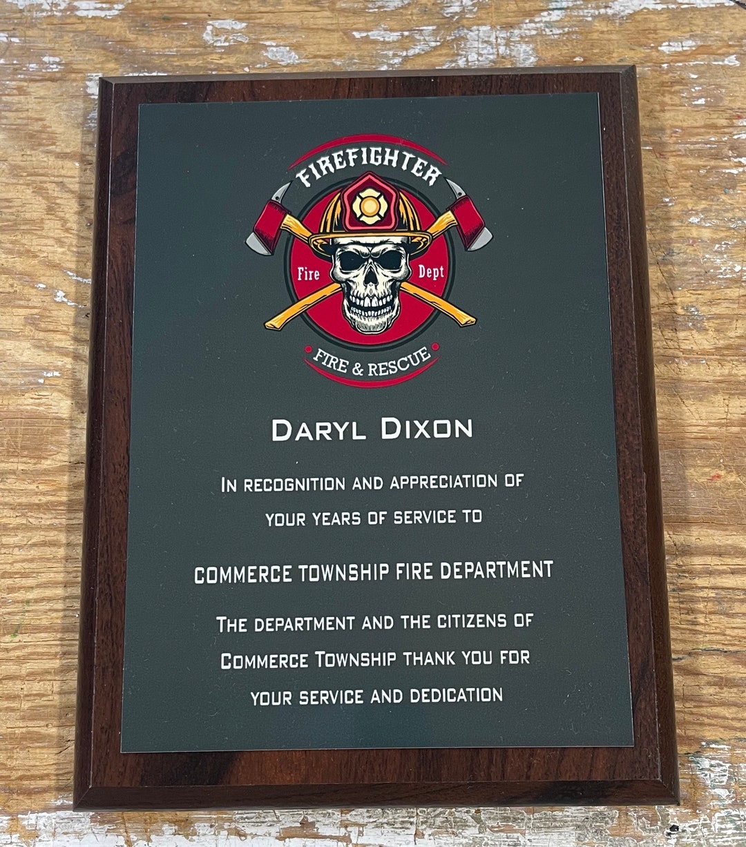 Fireman Plaque Firefighter Award Fireman Award Plaque Custom Award ...