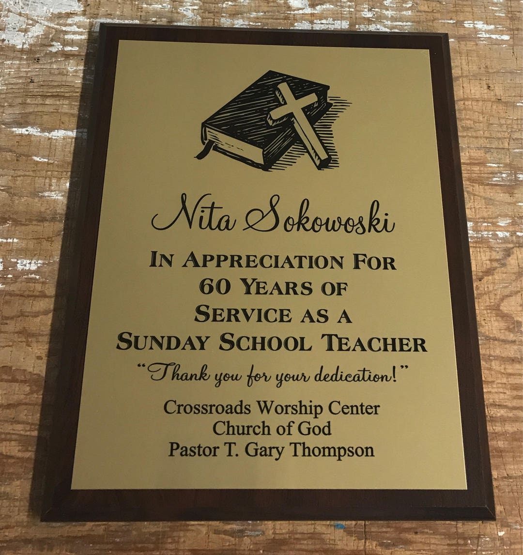 Christian Award Religious Award Custom Award Plaque Gold With Black ...