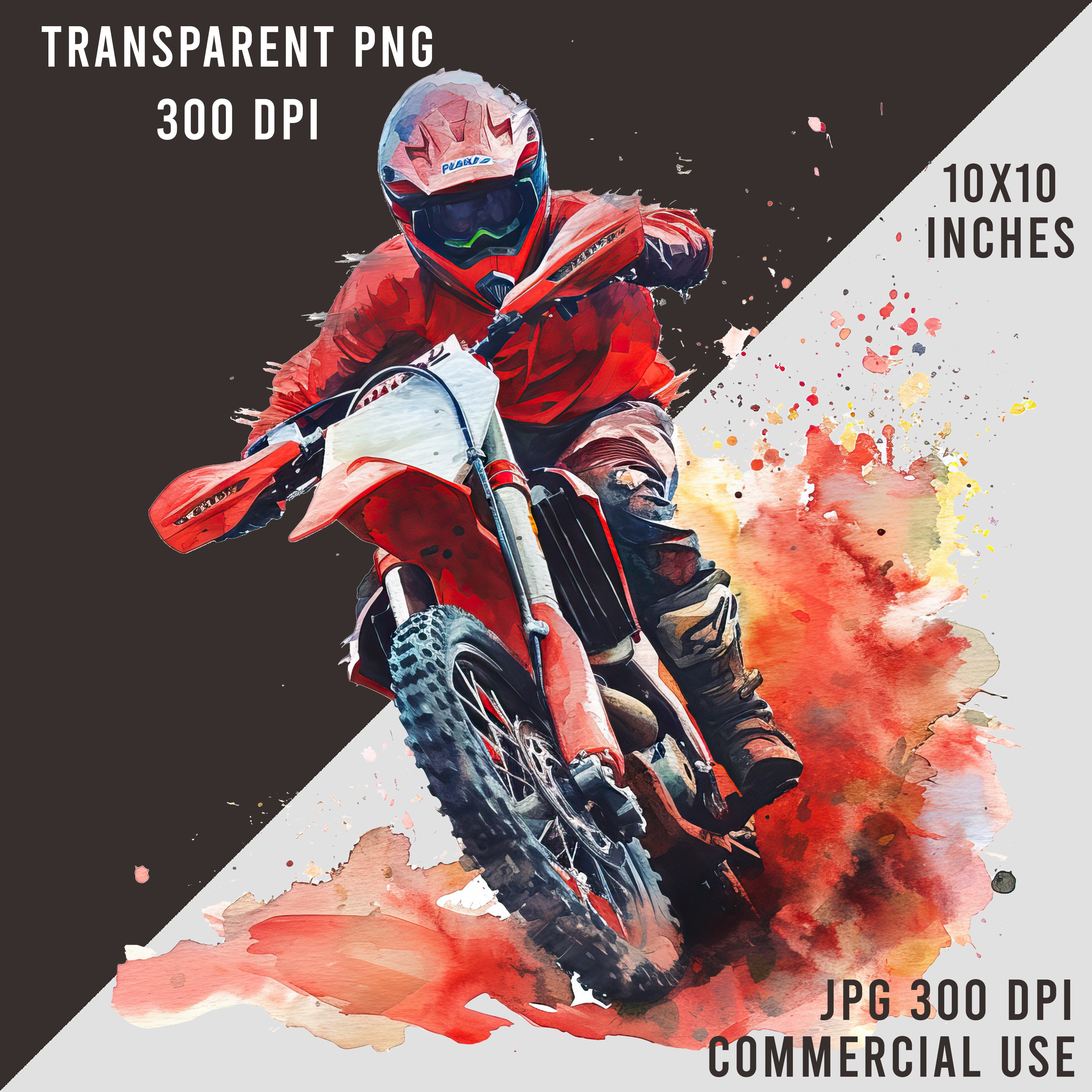 Motocross Digital Download Racing Motocross PNG Watercolor Red ...