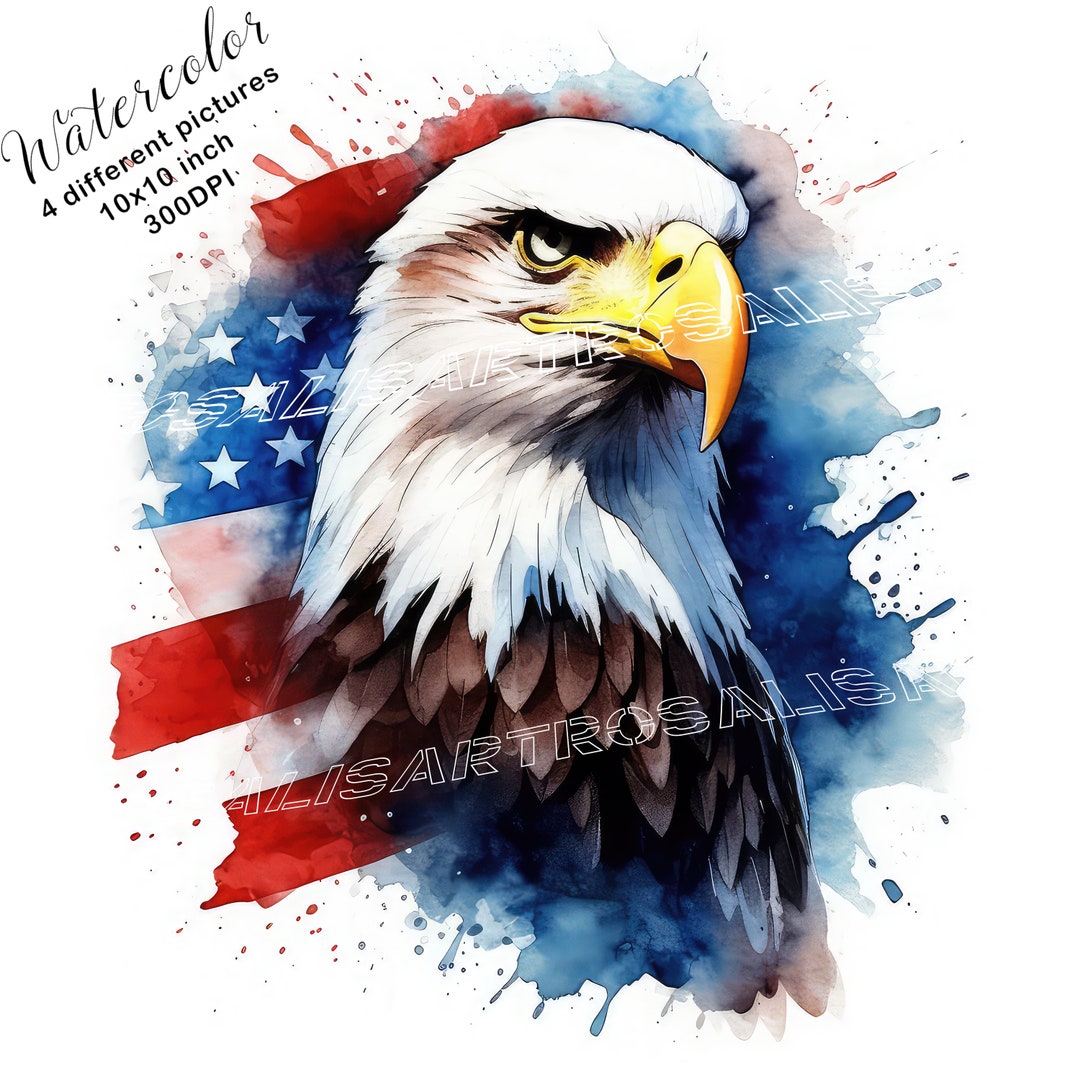 Patriotic Eagle Clipart Bundle 5 High Quality Watercolor Jpgs Clipart ...