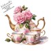 Vintage Tea Set With Roses 4 High Quality Watercolor Jpgs Clipart ...