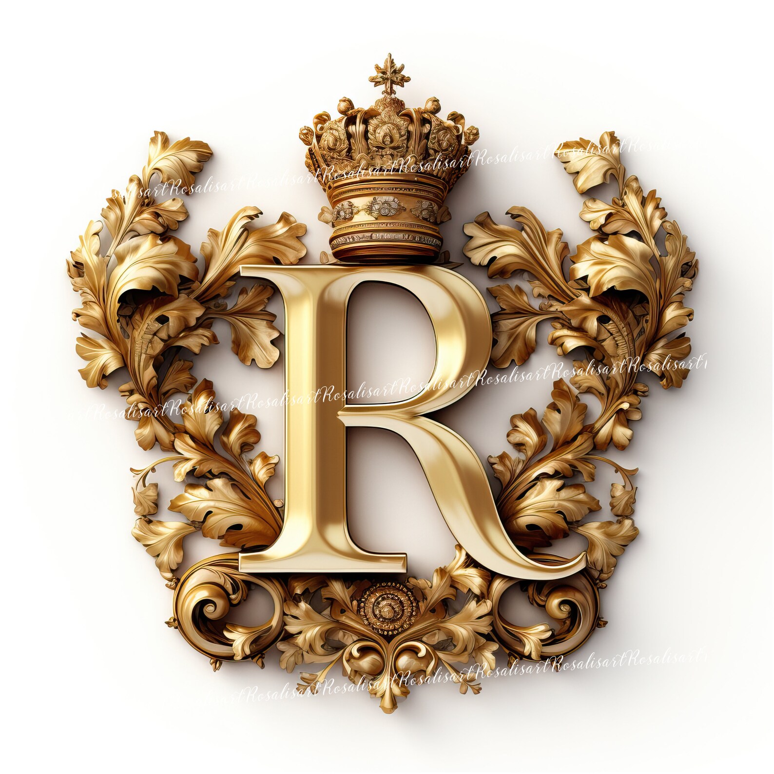 Gold Letter R With Crown on White Background Digital Download Alphabet ...