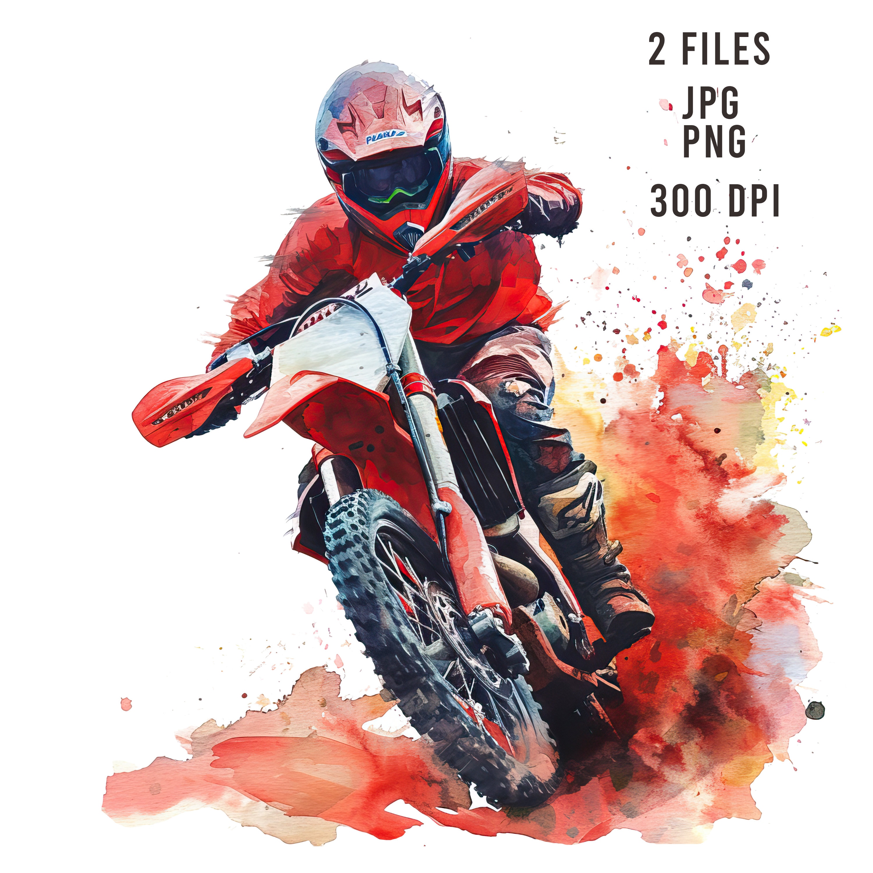 Motocross Digital Download Racing Motocross PNG Watercolor Red ...