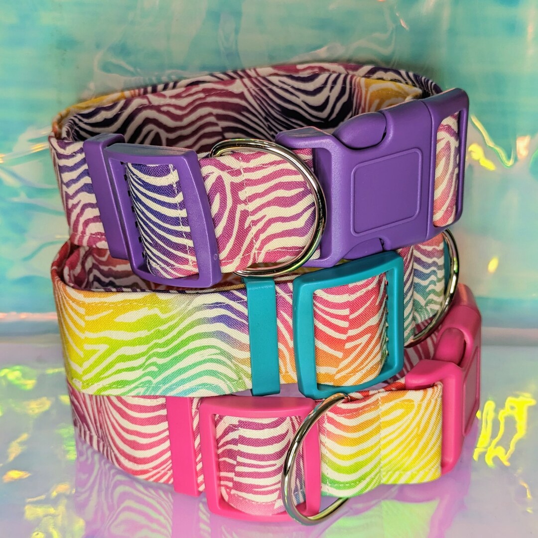 Lf-inspired 90s Rainbow Zebra Stripes Adjustable 15"-25" Fursuit Collar ...