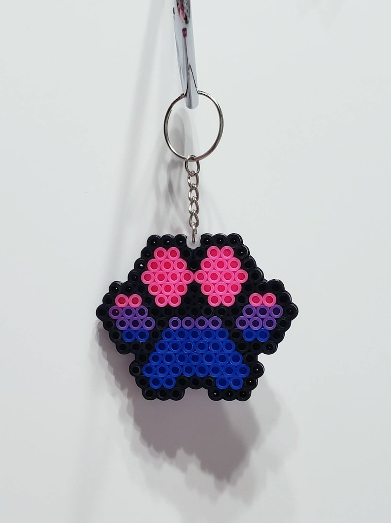 Pixel Perler LGBTQ Pride Paw Keychain RTS and MTO - Etsy