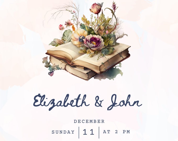 Book Theme Wedding Invitation Printable/book Lover Wedding - Etsy
