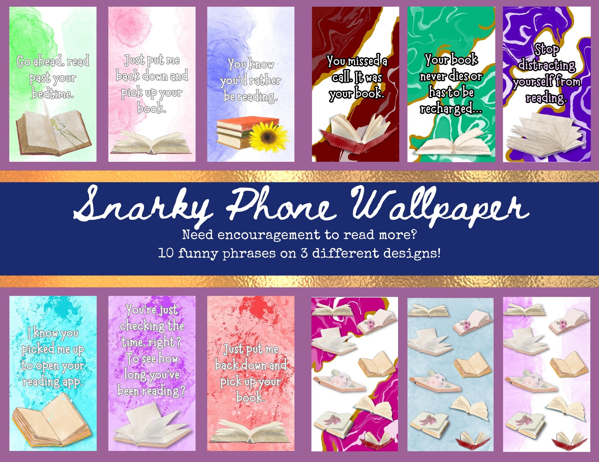 Snarky Phone Wallpaper for Book Lovers/reader Phone Wallpaper/funny ...