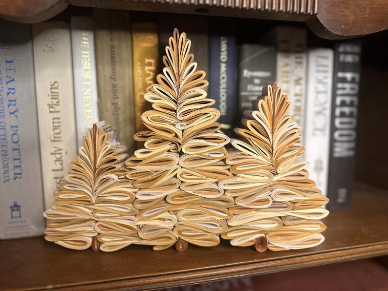 Evergreen Forest Book Sculpture: Reclaimed Paper Fir Tree Art, 1st ...