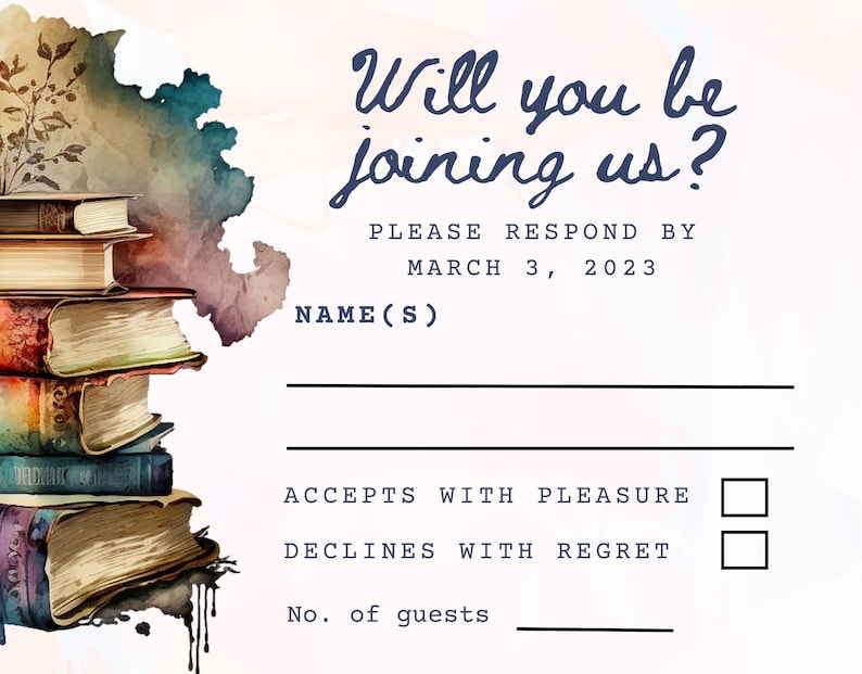 Book Theme Wedding Invitation Printable/book Lover Wedding Invitation ...