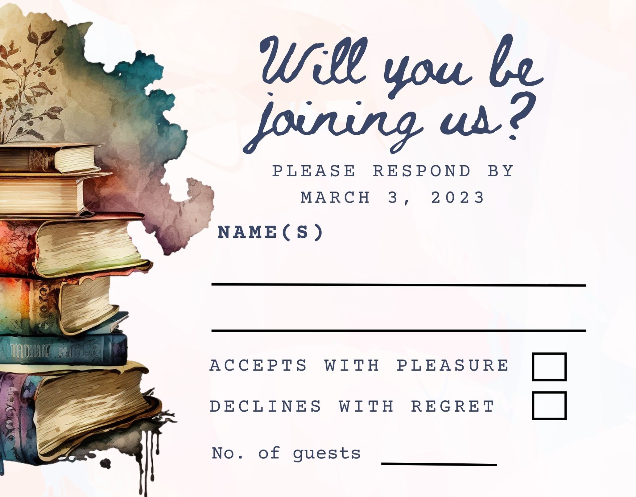 Book Theme Wedding Invitation Printable/book Lover Wedding Invitation ...