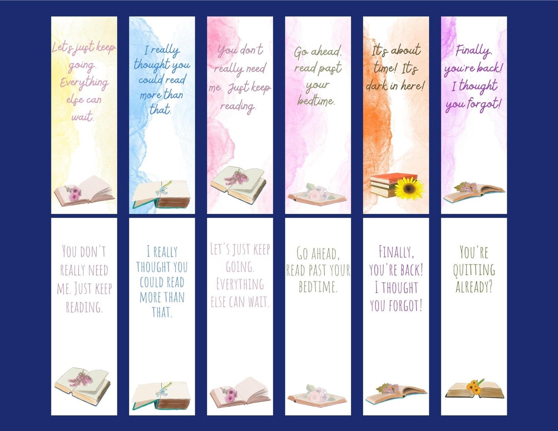 Funny Bookmarks Bundle Redesign/snarky Bookmarks/watercolor Printer ...