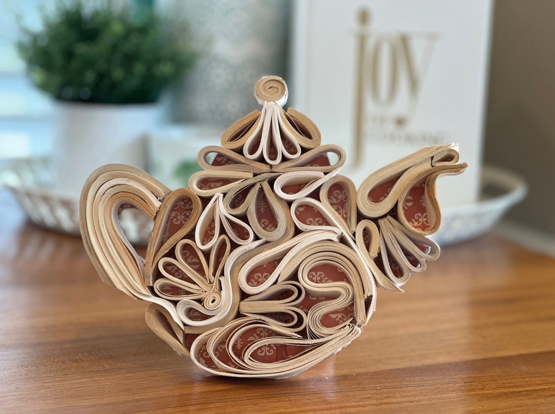 Reclaimed Book Teapot Sculpture: Upcycled Book Art, Librarian Gift - Etsy