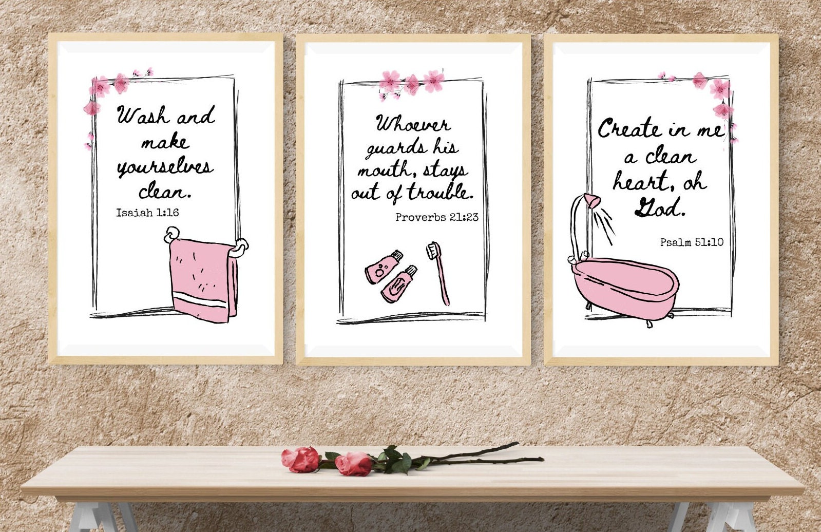 Girls Printable Scripture Art Bathroom/bible Verse Printable Art Girls ...