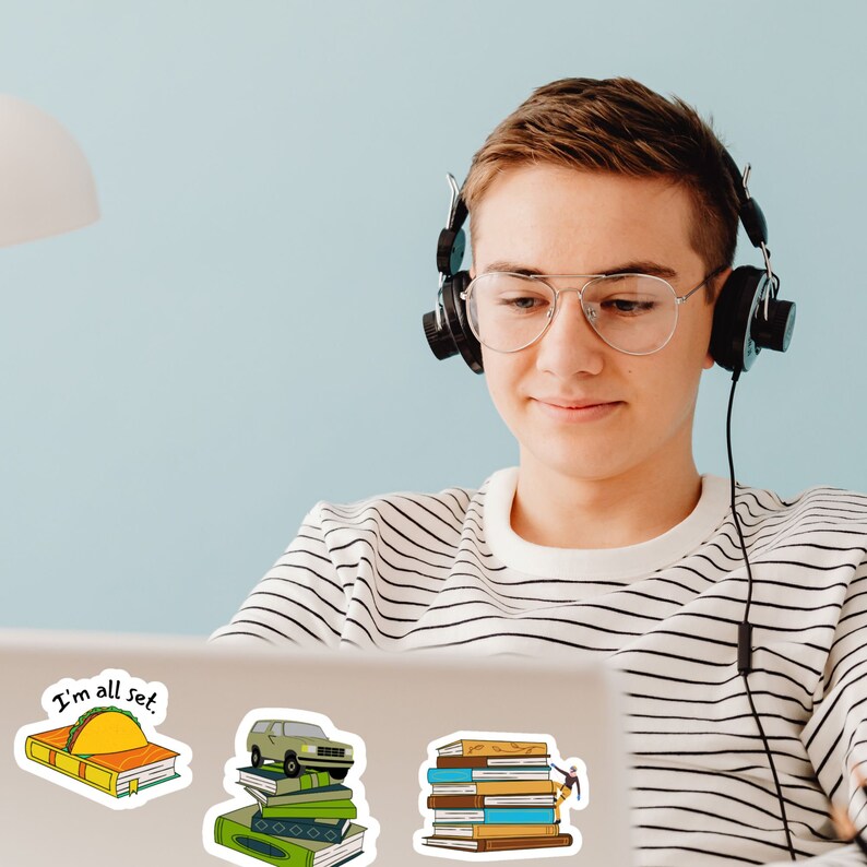 Digital & Printable Bookish Stickers for Boys/book Nerd - Etsy